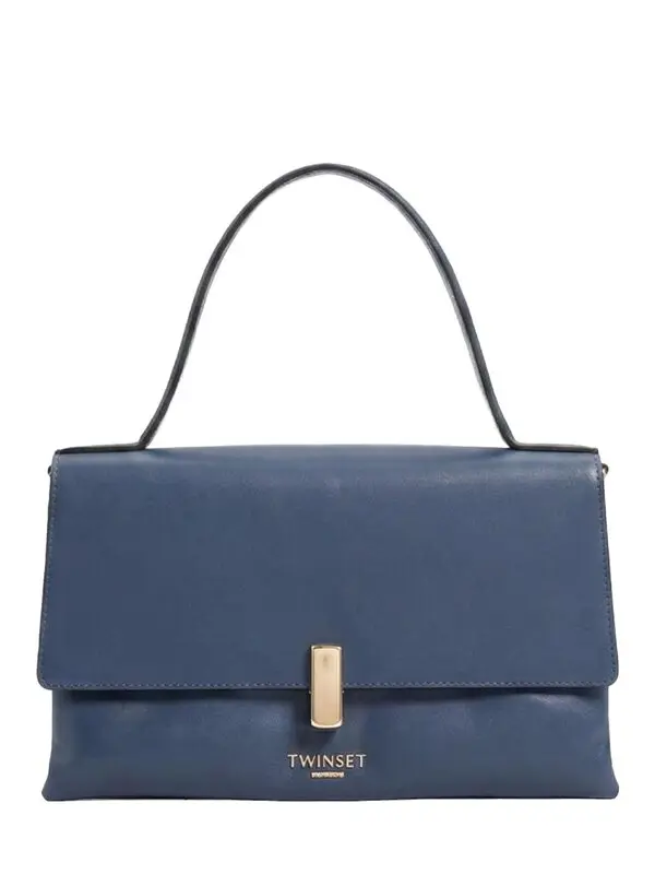 TWINSET Rectangular Synthetic Leather Bag With Buckle Closure And Top Handle - Navy
