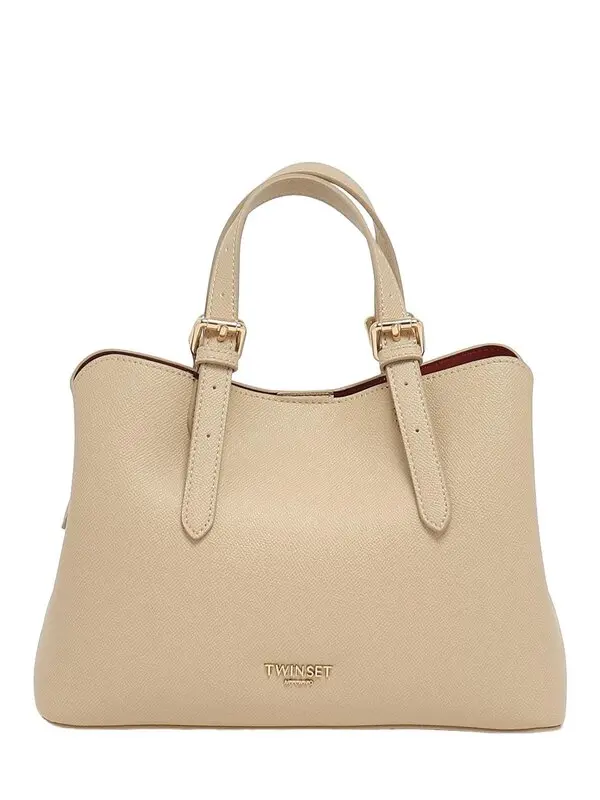 TWINSET Grained Synthetic Leather Satchel Bag - Sand