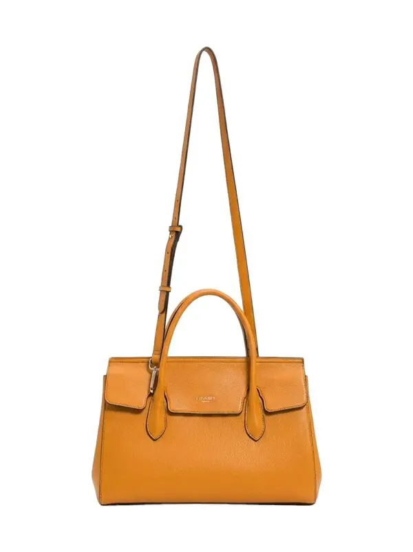 TWINSET Grained Faux Leather Top Handle Bag With Adjustable Shoulder Strap - Yellow