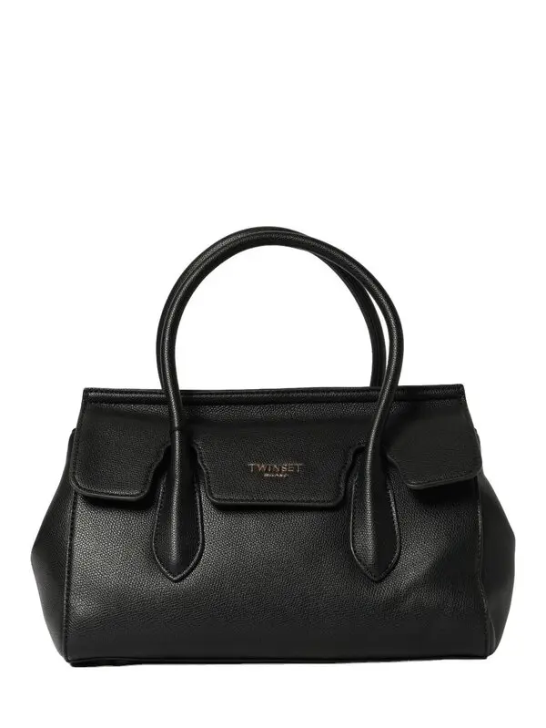 TWINSET Grained Faux Leather Top Handle Bag - Black
