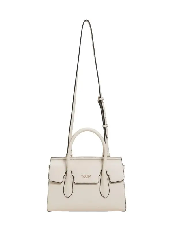 TWINSET Grained Faux Leather Top Handle Bag - White