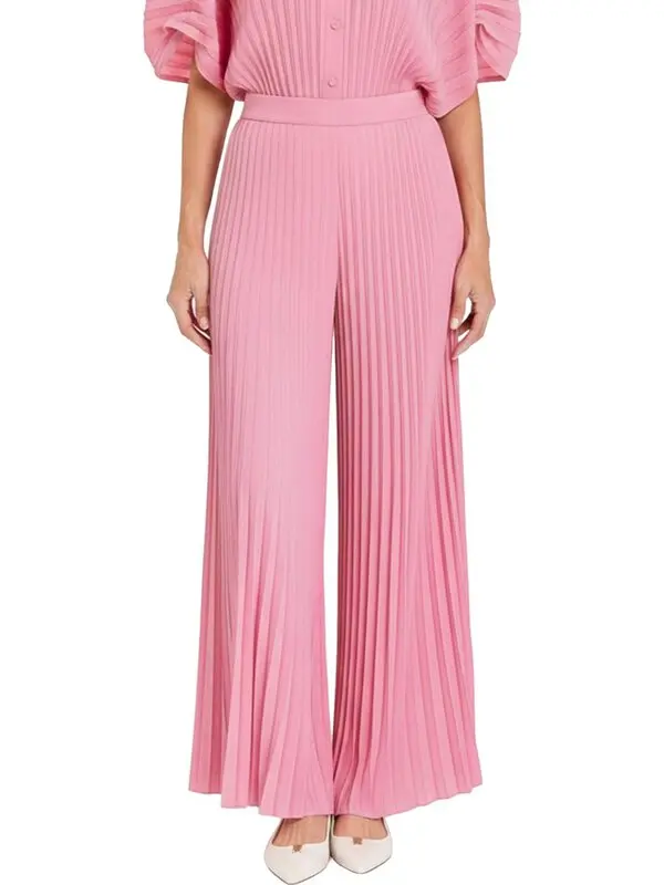 TWINSET Pleated Crêpe Trousers - Pink