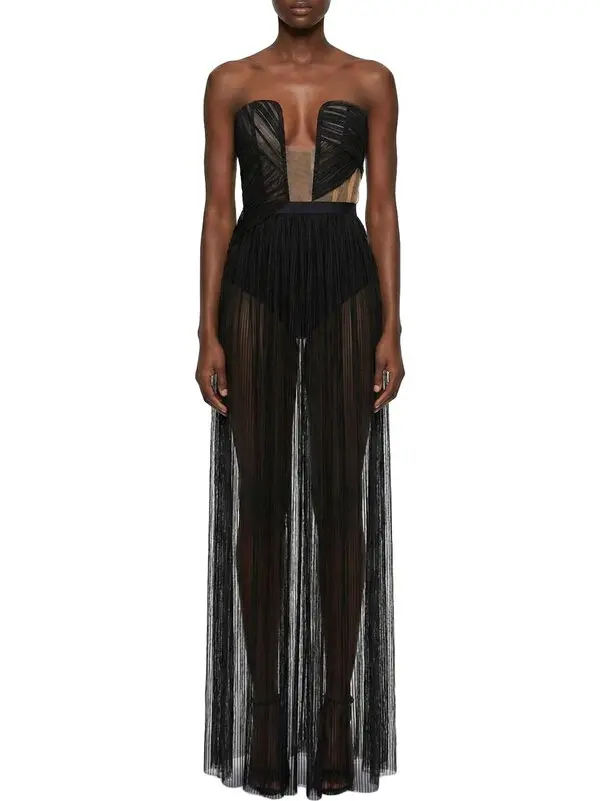 NENSI DOJAKA Sculptural Tulle Gown - Black