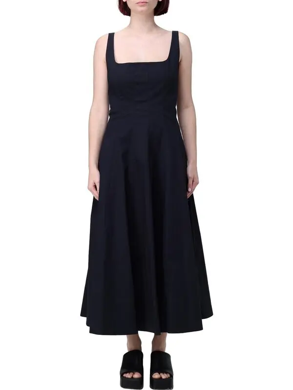 Staud Sleeveless Square Neck Midi Dress - Black