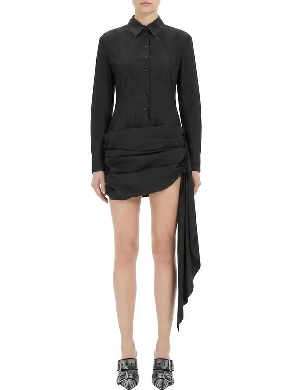 Giuseppe Di Morabito Asymmetrical Mini Shirtdress - Black