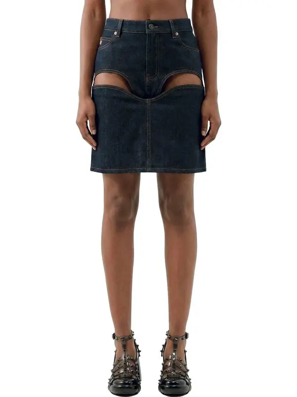 JEAN PAUL GAULTIER Cut-out Denim Mini Skirt - Blue
