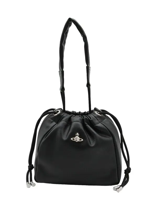 VIVIENNE WESTWOOD Orb Logo Grained Synthetic Leather Bucket Bag - Black