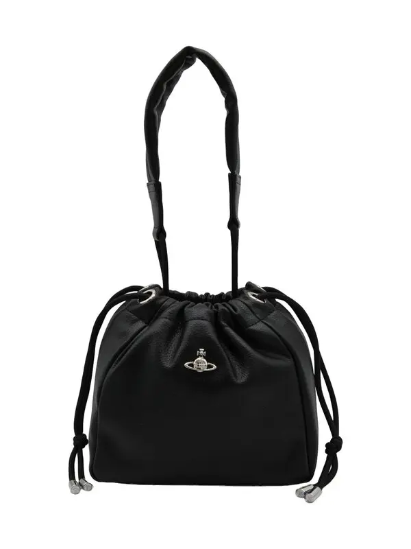VIVIENNE WESTWOOD Orb Logo Grained Synthetic Leather Bucket Bag - Black