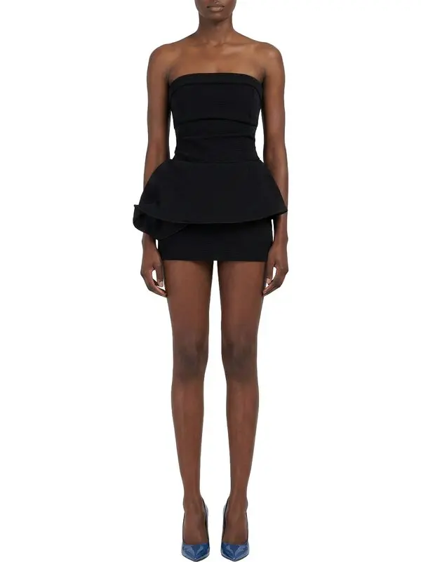 Magda Butrym Mini Dress With Peplum Detail - Black