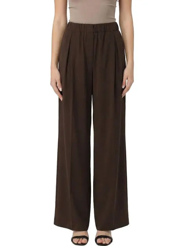 JIL SANDER Wide-leg Viscose Trousers - Brown