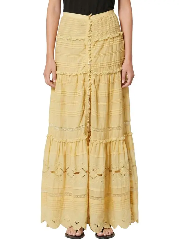 Isabel Marant Tiered Maxi Skirt - Ocher