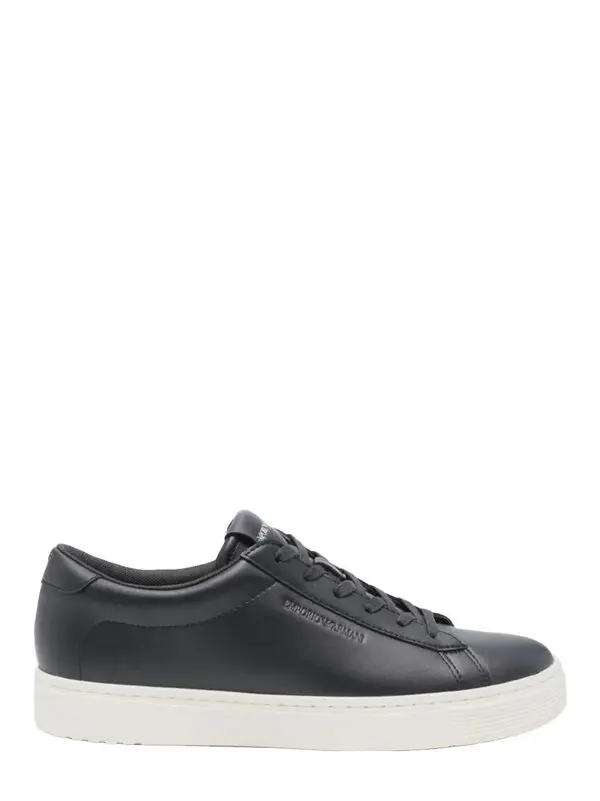 Emporio Armani Leather Low Top Sneakers - Blue