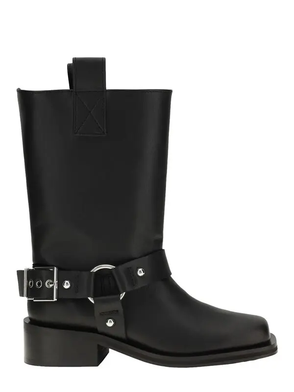GANNI Biker Boots In Recycled Leather - Black