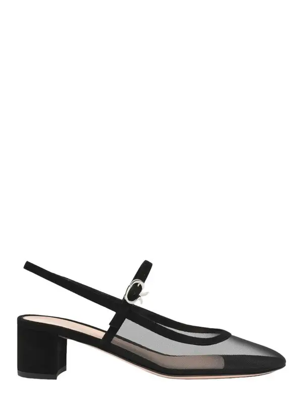 GIANVITO ROSSI Suede And Mesh Slingback Pumps - Black