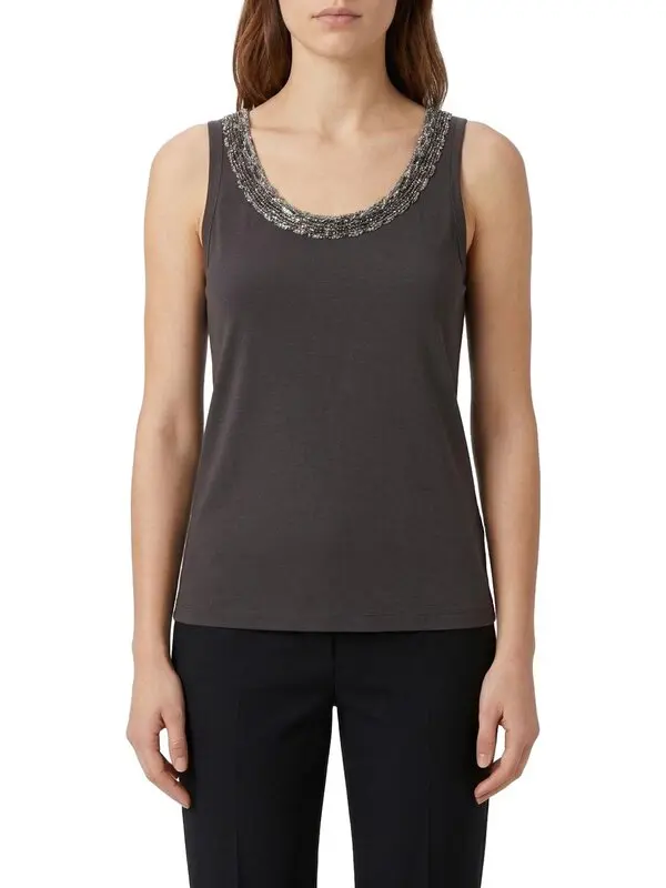 Fabiana Filippi Embellished Neck Tank Top - Blue