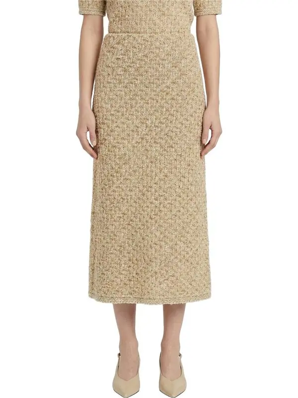 Fabiana Filippi Midi Pencil Skirt In Cotton Blend - Beige
