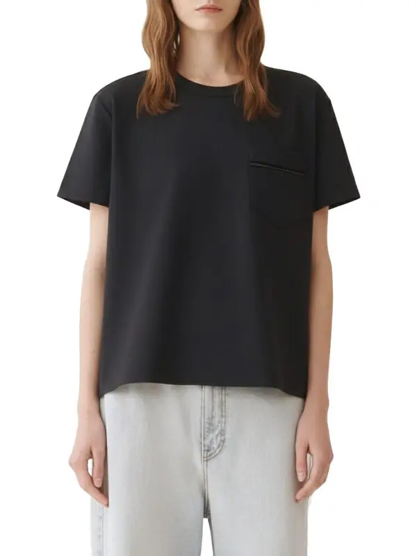 Fabiana Filippi Stretch Viscose Blend T-shirt With Pocket Detail - Blue