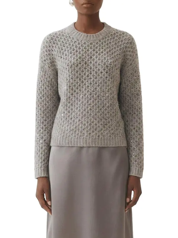 Fabiana Filippi Virgin Wool, Cashmere, And Silk Knit Top - Grey