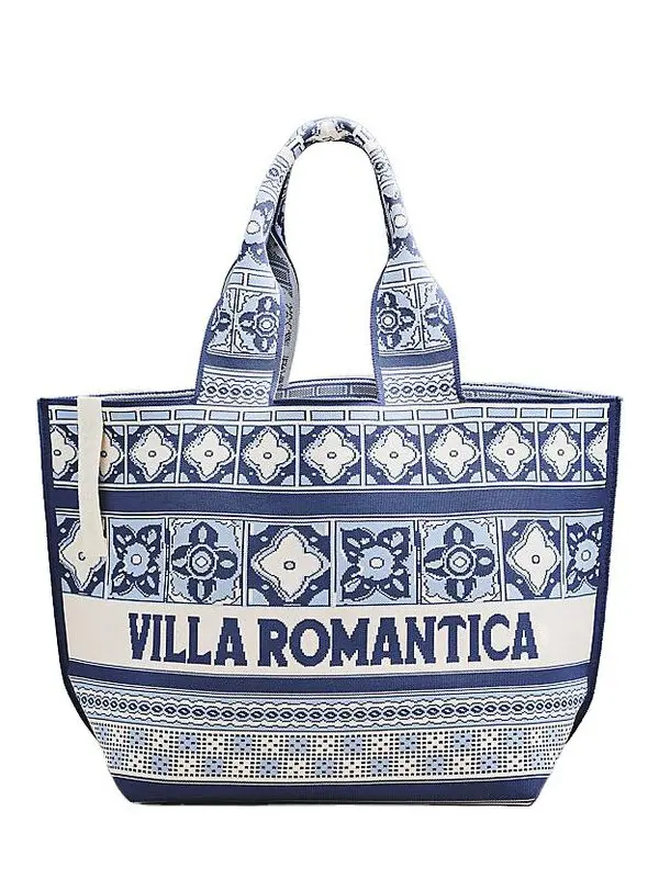 ALEMAIS Villa Romantica Jacquard Maxi Tote Bag - Blue - Villa Romantica