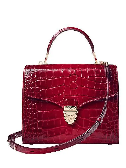 ASPINAL OF LONDON Mayfair Croc-embossed Leather Top-handle Bag - Cherry