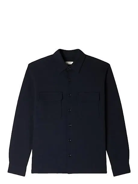 Sandro Long-sleeved Chest-pocket Woven Shirt - Navy Blue