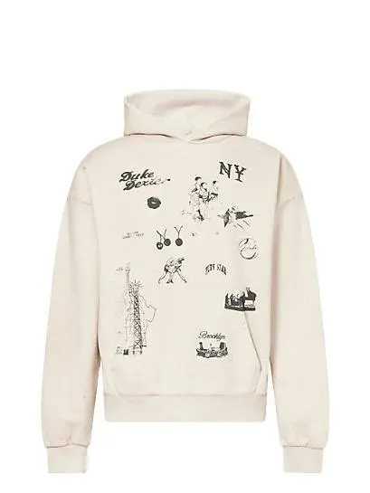 DUKE + DEXTER Sketch Printed Cotton-jersey Hoodie - Oat