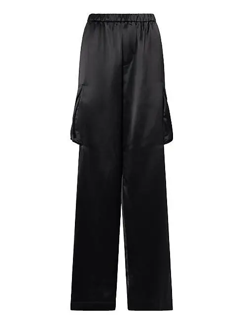 THE FRANKIE SHOP Delny Patch-pocket Satin Cargo Trousers - Black
