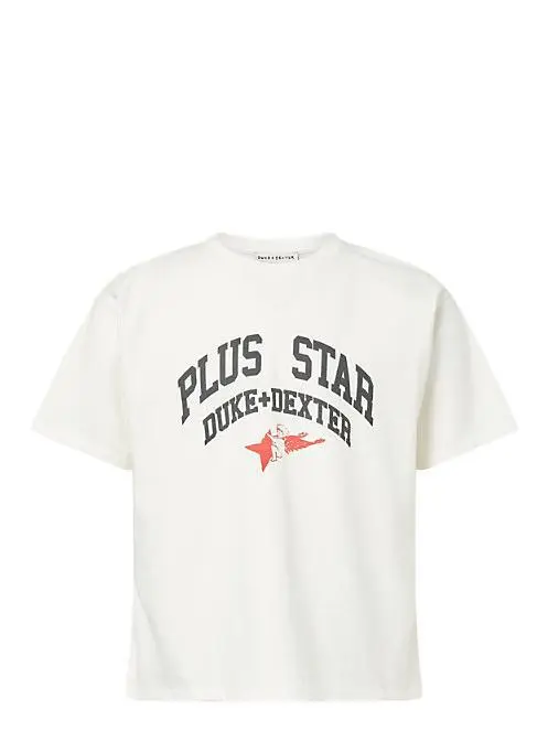 DUKE + DEXTER Plus Star Vintage Crewneck Cotton-jersey T-shirt - White