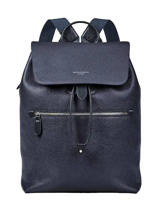 ASPINAL OF LONDON Reporter Leather Backpack - Navy