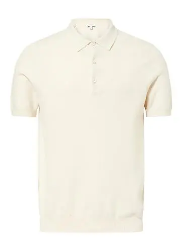 Sunspel Textured Short-sleeves Cotton-knit Polo Shirt - Ecru