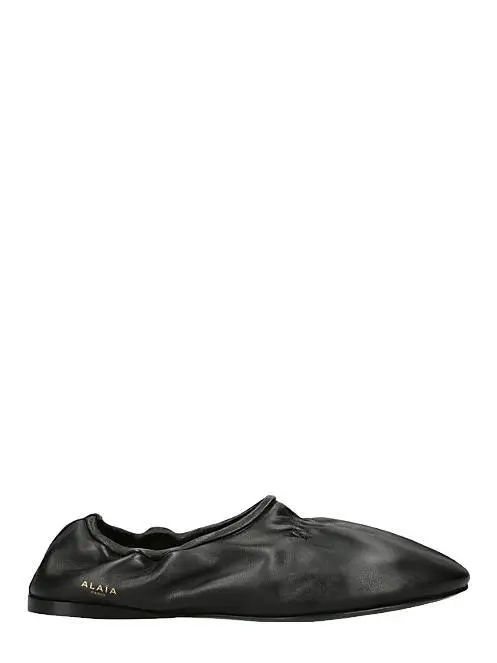 Alaïa Ruched Slipper Leather Flats - Black