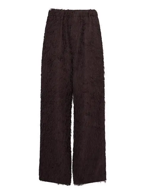 THE FRANKIE SHOP Wide-leg Fringed Trousers - Dark Brown