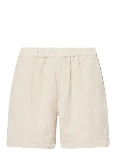 FRAME Open Weave Drawstring Cotton-blend Shorts - Light Stone