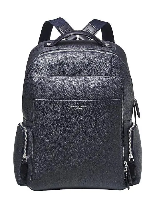 ASPINAL OF LONDON Zipped Leather Backpack - Navy