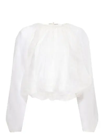 FRAME The Sheer Balloon Silk Blouse - Cream