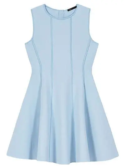 Maje Bow-embellished Flared Knitted Mini Dress - Blue Sky