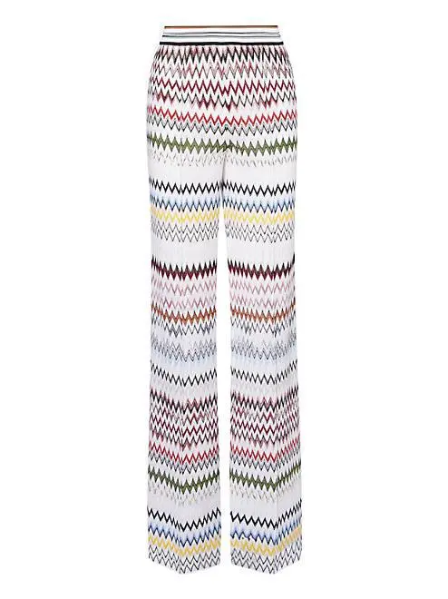 Missoni Chevron Knit Cotton-blend Trousers - Multicolor White