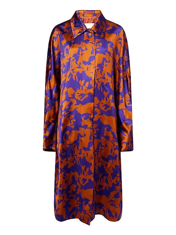 Dries Van Noten Printed Relaxed-fit Woven Coat - Orange