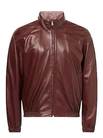 Acne Studios Regular-fit High-neck Leather Jacket - Rum Brown