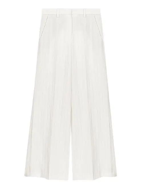 Maje Wide-leg High-rise Lyocell-blend Trousers - White
