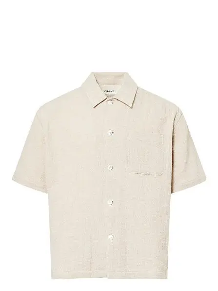 FRAME Open Weave Short-sleeves Cotton-blend Shirt - Light Stone