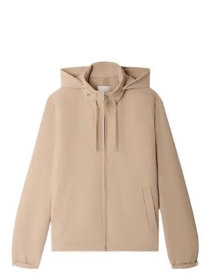 Sandro Hooded Zip-up Shell Jacket - Sand