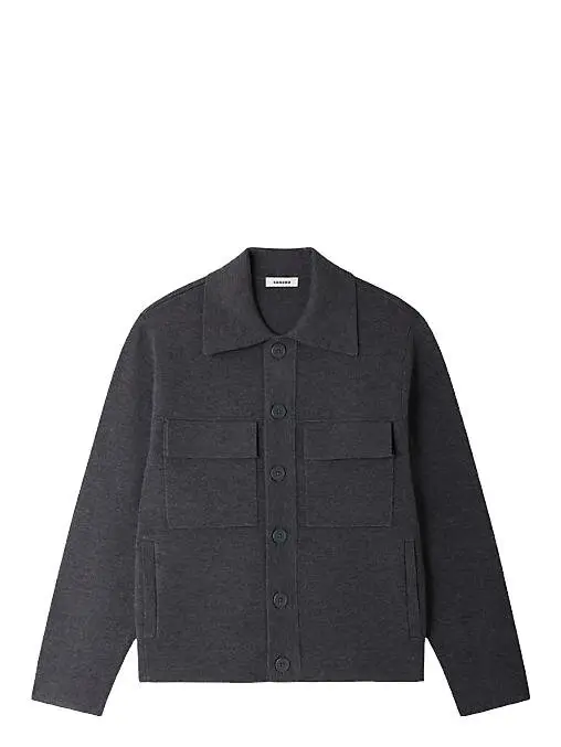 Sandro Milano Chest-pocket Knitted Jacket - Dark Grey