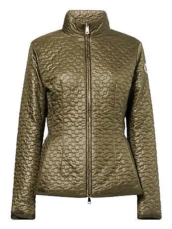 Moncler Floral-quilted Short Down Jacket - Olive