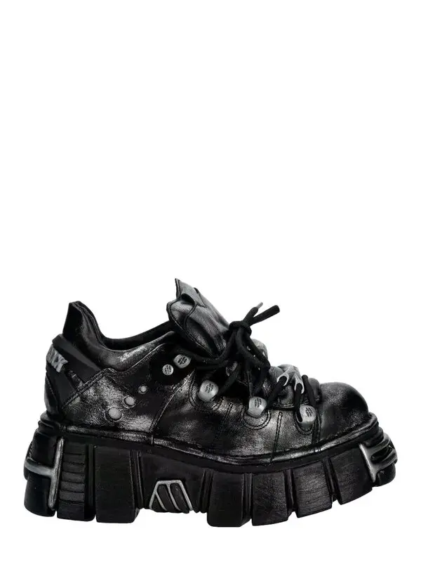 NEW ROCK Platform Lace-up Sneakers - Black