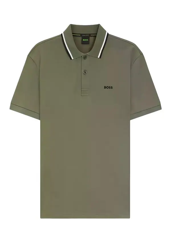 BOSS Paddy Double-striped Polo Shirt - Green
