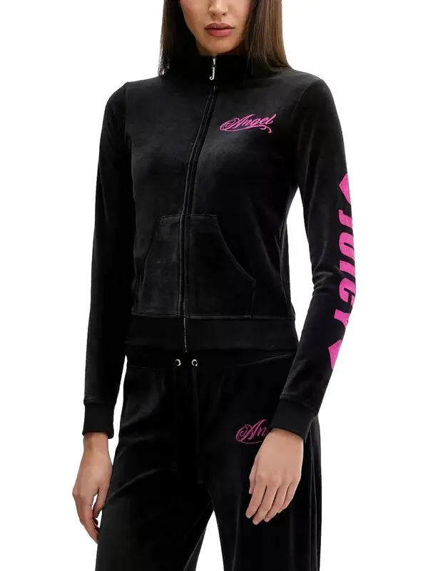 Juicy Couture Velvet Zip-up Sweatshirt - Black