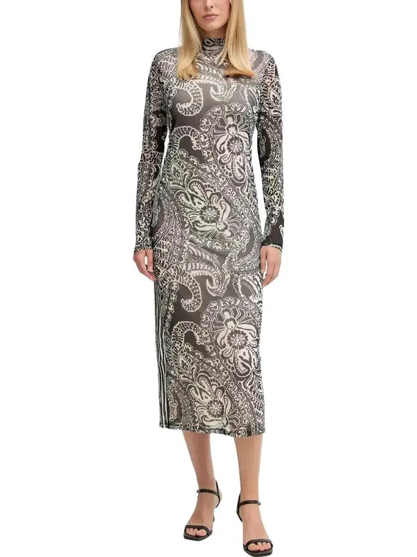 MARC AUREL Patterned Midi Dress - Black