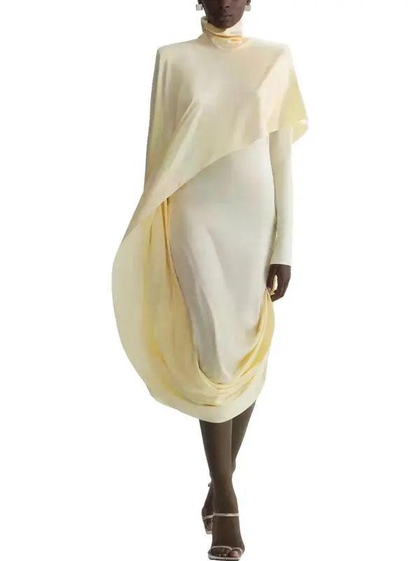 MUGLER Draped High-neck Dress - Neutrals