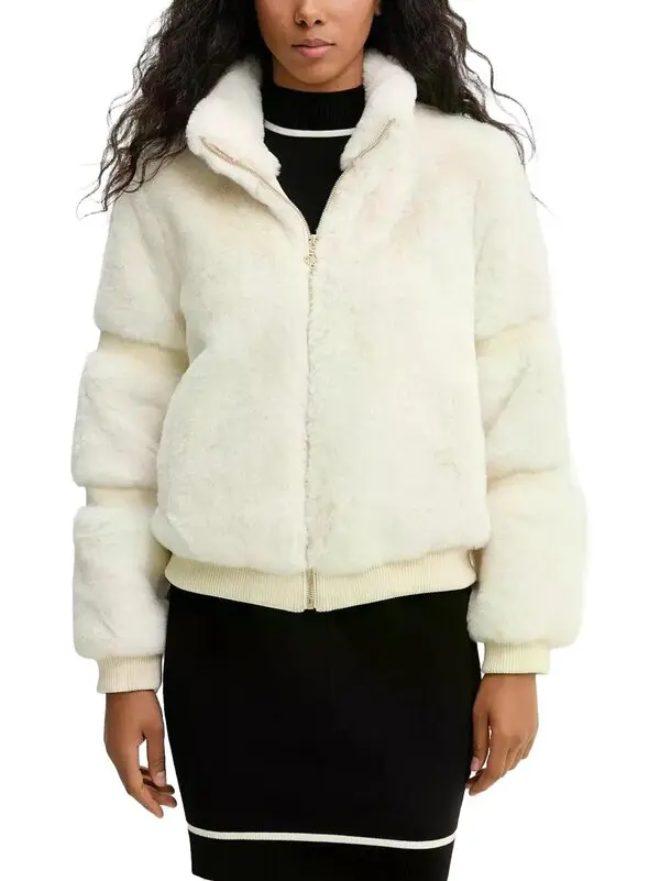 Guess Faux Fur Zip Jacket - White